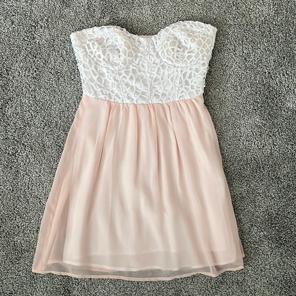 2B Bebe | Dresses | Strapless White Lacy Corset Mini Dress With Light ...